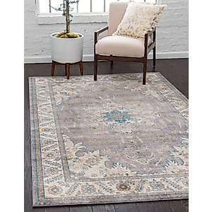 Unique Loom Salzburg Collection Classic Traditional Design Oriental Inspired Border Area Rug, 3 ft 3 in x 5 ft 3 in, Gray/Beige