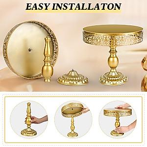 3-Pack Cake Stands, Round Metal Cupcake Stands for Dessert Table, Dessert Display Cake Stands, Brithday Wedding Party Celebration Dessert Cake Display Plates(Gold)