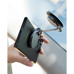 LISEN Magnetic Phone Mount, Folding Car Magnetic Phone Holder for Car 360° Rotatable Dash Cell Phone Holder Car Easily Install Hands Free Car Phone Holder Fits for All Smartphones & Tablet