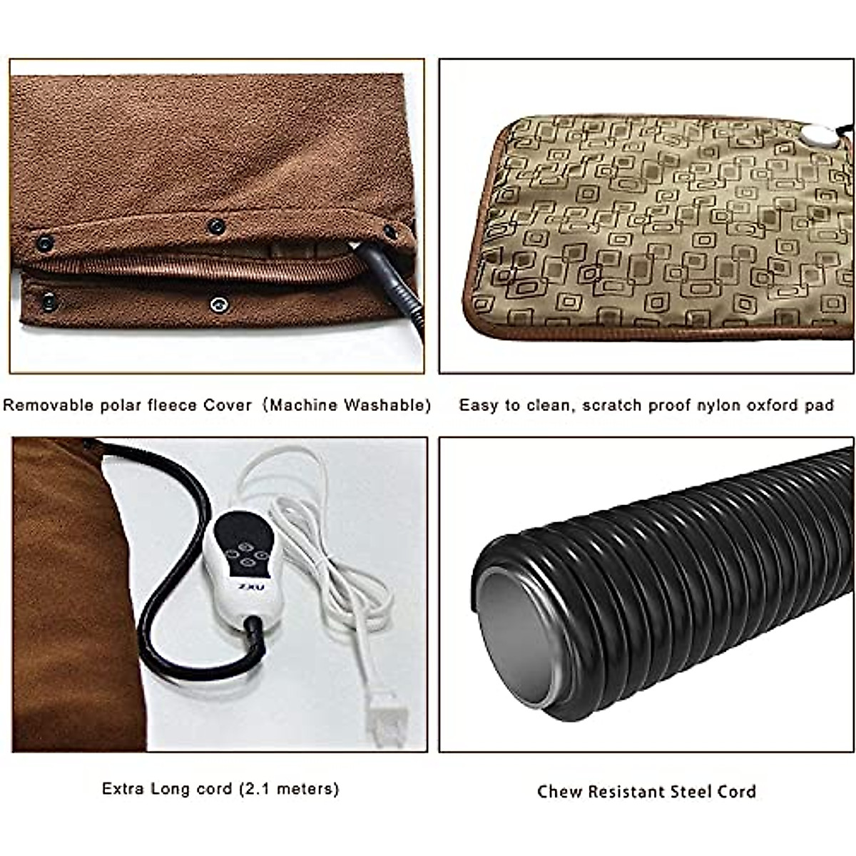 ZXU Pet Heating Pad, Electric Cat Heat Pad with 8 Heat Setting,1-12 Hour Auto Shut Off Timer,Stay On Function,Adjustable Heated Cat Bed with Removable Cover,Dog Heating Pad,Indoor (18" x 22")