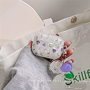 MOLOSLEEVE Airpods Pro Case Cover, Purple Tulip Flower Anti-Slip Scratch Resistant Drop Proof Full Cover Clear Case with Cute Keychain Girls Kids Women Teens for Airpods Pro Charging Case
