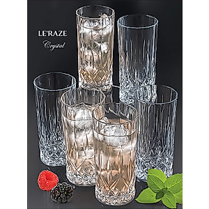 Crystal Highball Glasses, Glass Drinking Glasses [Set of 6] for Water, Juice, Beer, Wine, and Cocktails - Special Edition Glassware Set