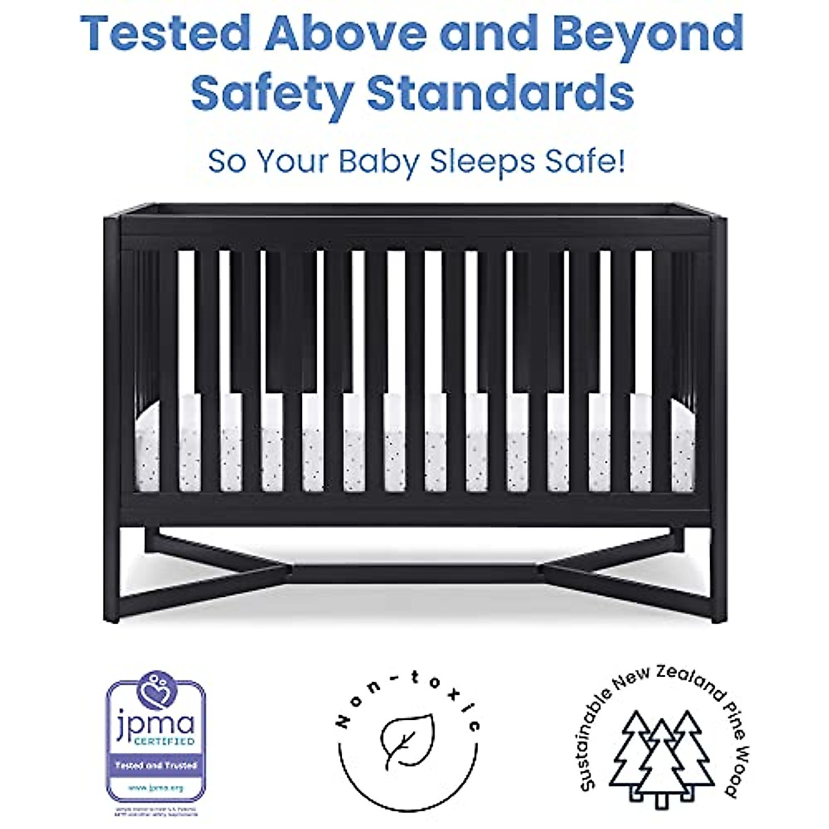 Delta Children Tribeca 4-in-1 Baby Convertible Crib, Midnight Grey