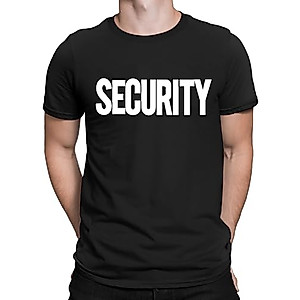 Men's Security Tee Front & Back (BB, Black/White, XL)