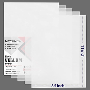 Vellum Paper 8.5 x 11 Translucent Printable - Pack of 50 - Tracing Paper for Drawing 100 GSM Printable Vellum Paper for Invitations - Transparent Paper for Envelopes, Sketching, Wedding Cards