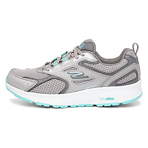 Skechers Women's Go Run Consistent Sneaker, Gray/Turquoise, 8.5 Wide