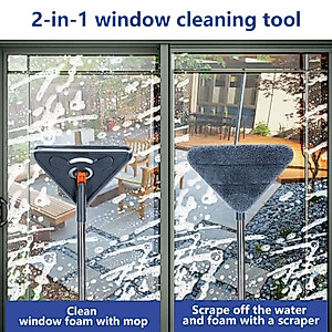 85" Wall Mop, Wall Cleaner with Long Handle, 360° Rotation, Ceiling Cleaning Tool with Extension Pole 39" to 85 ",6 Microfiber Chenille Pads