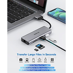 MacBook Pro Docking Station Dual Monitor MacBook Pro HDMI Adapter,9 in 1 USB C Adapters for MacBook Pro Air Mac HDMI Dock Dongle Dual USB C to Dual HDMI Ethernet 3USB SD/TF100W PD