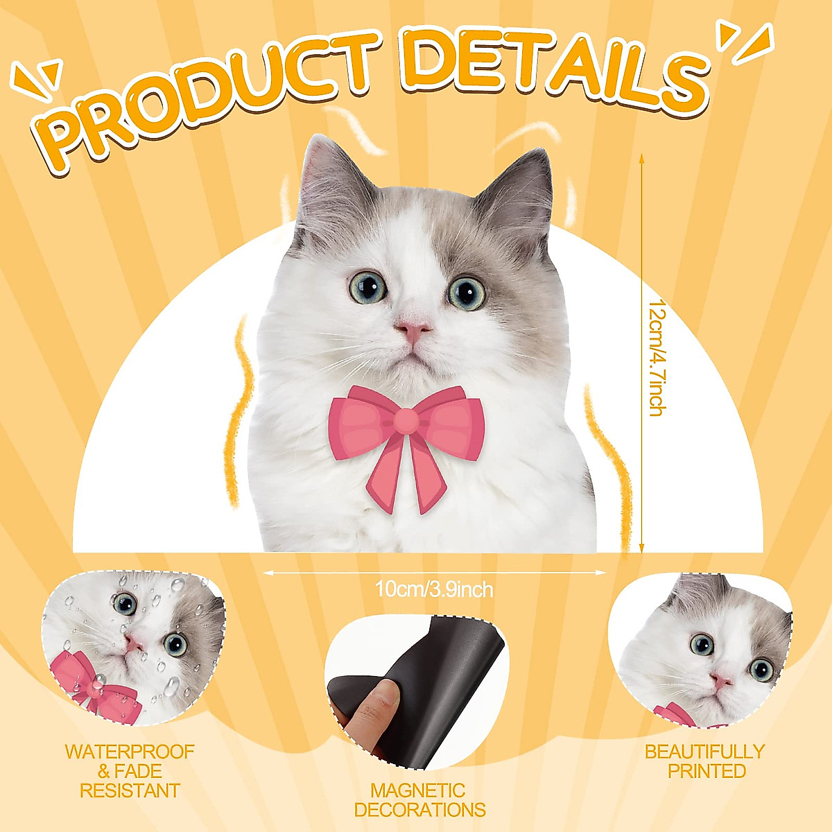 12 Pcs Fun Cat Refrigerator Magnets Cute Fridge Magnets Decorative Funny Cat Fridge Magnets Reusable Magnetic Bumper Sticker Flexible for Kitchen Locker Car Home Whiteboard Office