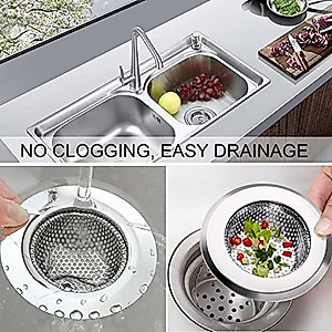 KPELA HOME 2PCS Kitchen Sink Strainer Stainless Steel - Upgrade 304 Never Rust - Kitchen Sink Strainer Basket - Food Catcher for Kitchen Sinks - Garbage Disposal Strainer - Large Rim 4.5"