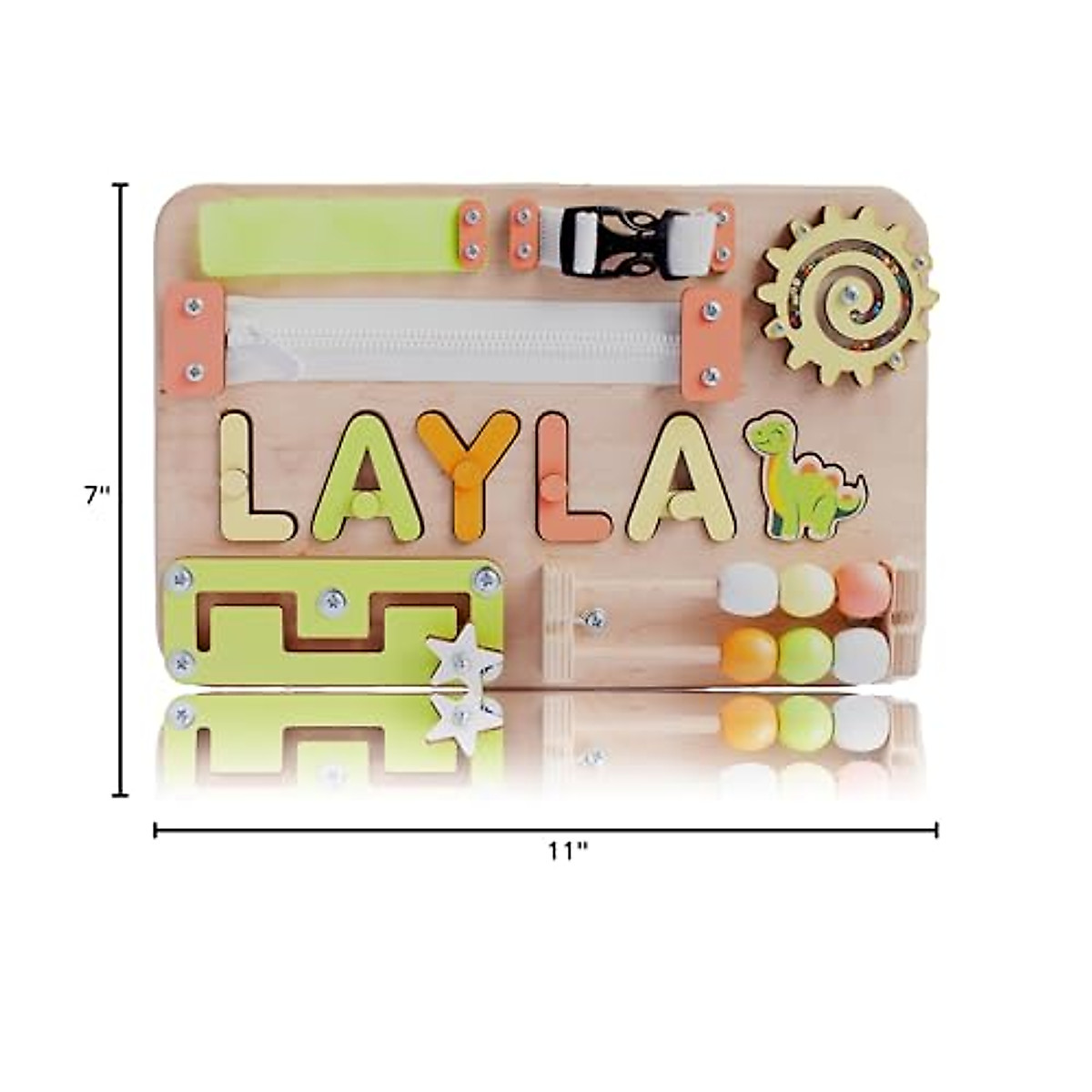 Name Puzzle Busy Board Custom Personalized Baby Gift Wooden Montessori Toys Learning Sensory Board Toddler Toys Fidget Zipper Buckle Plane Car Travel Boy Girl Latches Autistic Education Engaging Child