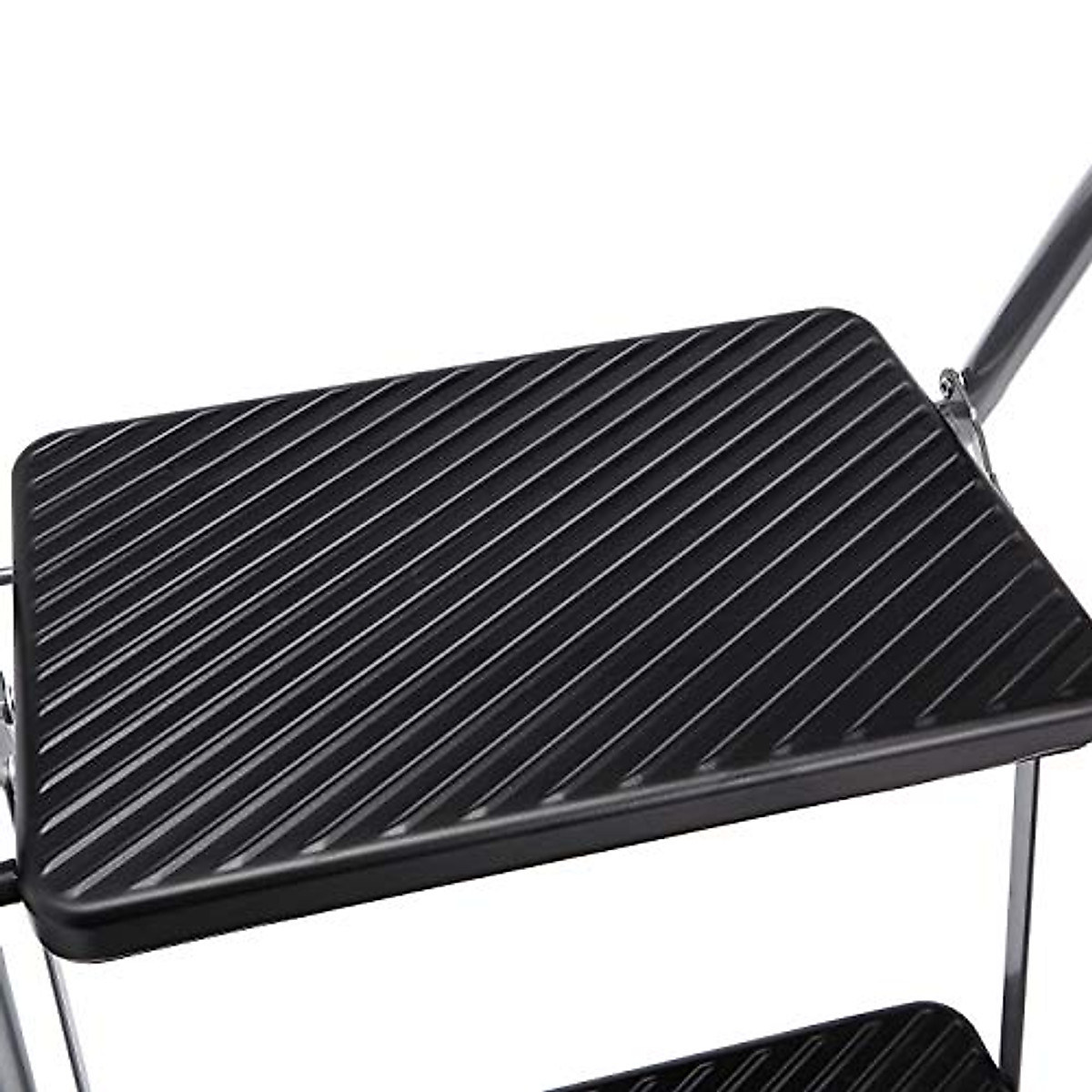 Amazon Basics Folding Step Stool - 2-Step, Steel, 200-Pound Capacity, Grey and Black