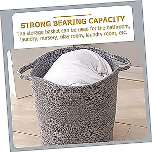 SOESFOUFU Laundry Basket Clothes Storage Basket Empty Basket Blanket Storage Basket Foldable Laundry Hamper Basket for Clothes Basket for Blankets Hampers for Laundry Dark Grey Cotton