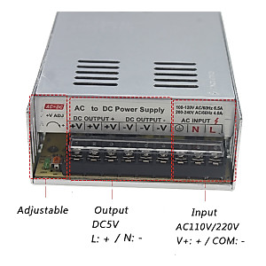 Rextin DC 5V 60A 300W Regulated Transformer Power Supply Driver SW For LED Strip Lights (300W)