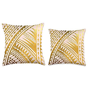 Samoan Flag Polynesian Authentic Siapo Tatau Art Samoan Polynesian Siapo Tatau Talofa Tapa Art Abstract Throw Pillow, 18x18, Multicolor