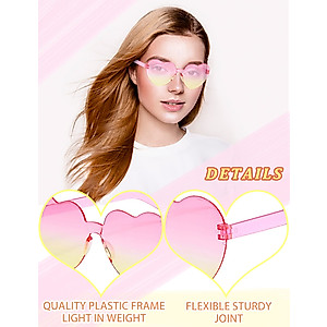 LIULIUBTY Heart Shaped Rimless Sunglasses, Bachelorette Party Cool Sunglasses 12 Pack, Colorful Plastic Funky Sunglasses Party Favors (Gradient colors)