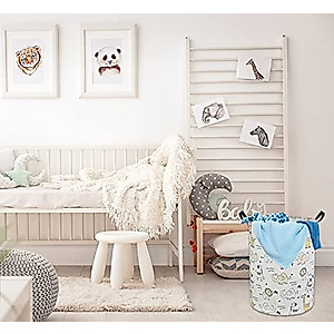 HIYAGON Baby Laundry Hamper Basket Baby Hamper for Nursery Boy and Girl Cute Kids Toys Storage Bin Organizer Animal Room Decor(Animals)