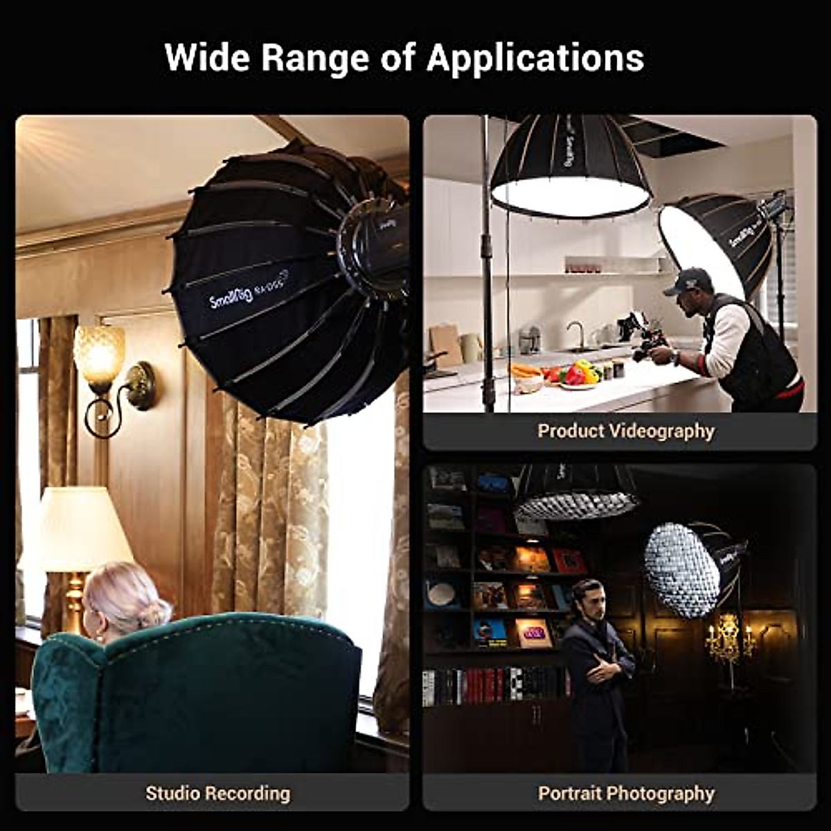 SMALLRIG Parabolic Softbox Quick Release, Parabolic Softbox, Compatible with SmallRig RC 120D/RC 120B/RC 220D/RC220B and Other Bowens Mount Light (21.6inch/55cm)