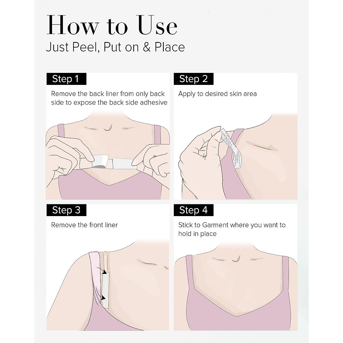 VOCH GALA 100 Strips Double Sided Tape for Fashion and Clothes, Waterproof Fashion Clothing Tape, Fabric Tape to Skin, Strong Adhesive Body Tape, Clear Transparent for All Skin Shades