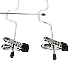 HUJI Sturdy 4 Tier Trouser Skirt Pants Hanger Chrome and Black Vinyl (Set of 4, 4 Tier Trouser Hangers)