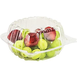QQOUTLET Plastic Hinged Food Container Dessert Containers - Disposable Plastic Clamshell Food Containers for Salads, Pasta, Sandwiches, 6x6x3 (25)