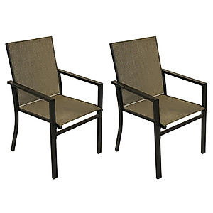JRBIAOGE Patio Dining Chairs Set of 2, Outdoor Textilene Dining Chairs, Patio Furniture Chairs with Armrest for Backyard, Garden, Yard, Porch, Deck, Grey