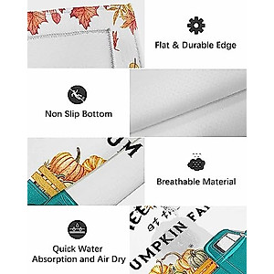 Thanksgiving Outdoor Rug, Large Floor Mat Pumpkin Truck Maple Leaf Non Slip Area Rug Rubber Backing Quick Dry Clearance Carpet for Camping Rugs, Patio, Garden, Lawn, Deck, Porch, 5' x 8'