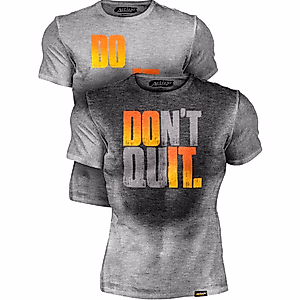 Actizio Men's Workout Shirt Cotton Fabric T-Shirt Short Sleeve Sweat Activated Motivational Exercise Gym Athletic Fit Moisture Wicking Fitness Shirt - Do It - Don't Quit (Size 4XL)