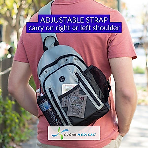 Sugar Medical - Insulated Diabetes Sling Backpack - Multi Pocket, Zip Secured Backpack w/Elastic Loops and Adjustable Straps for Diabetic Medical Supplies (Haze Grey) …