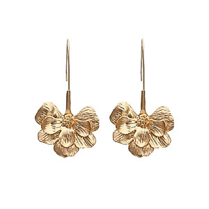 Flower Statement Earrings for Women, Flower Petal Earrings for Woemns, Gold Flower Floral Dangle Earrings Hypoallergenic, Cute Flower Earrings Studs, Zinc, No Gemstone