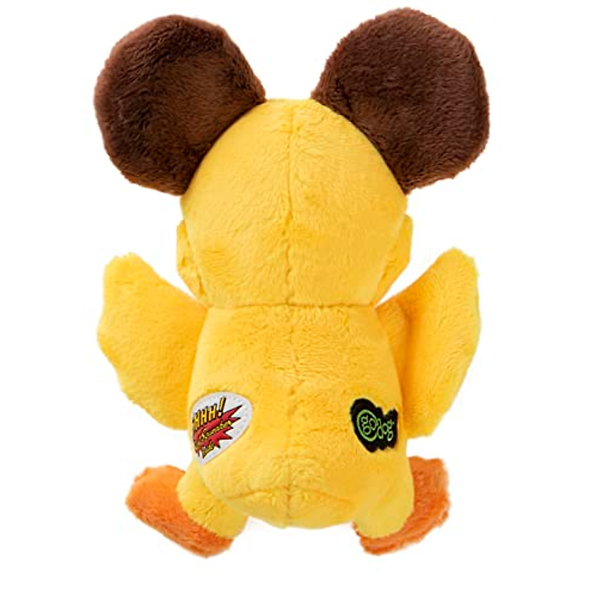 goDog Flips Duck-Bear Silent Squeak Plush Dog Toy, Chew Guard Technology - Yellow, Small