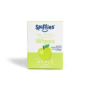 Spiffies Baby Oral Care Tooth Wipes - Gum & Teeth Wipe Tissues for Teething Relief & Cleaning Infant & Toddler Teeth - Baby Tooth Wipes w/Xylitol for Ages 0-12 Months & Up (Apple, 20 Count, 3 Pack)