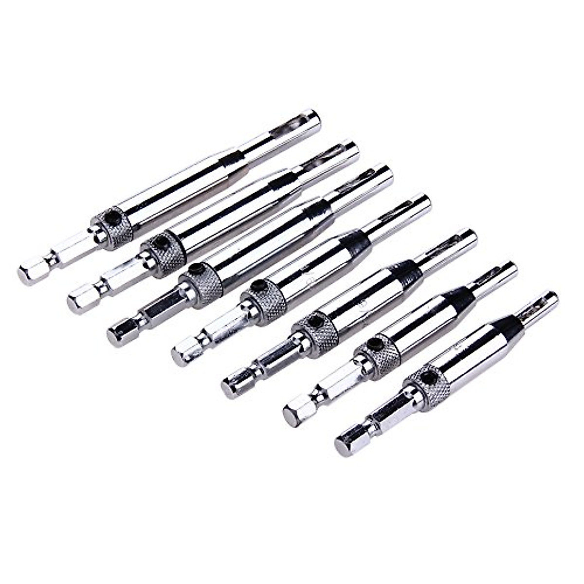 Self Centering Drill Bit with Hex Key 8 Pack, Hinge Set Tools Hole Alignment Bits 5/64'' 7/64'' 9/64'' 11/64'' 13/64'' 5mm 1/4'' for Woodworking Steel Metal