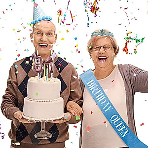 Birthday Crown for Girls Sky Blue Tiara Sash Gifts for Womens Birthday Rhinestone Crystal Headband Princess Queen Crown Happy Birthday Decorations Birthday Gift Ideas Birthday Accessories Gifts…