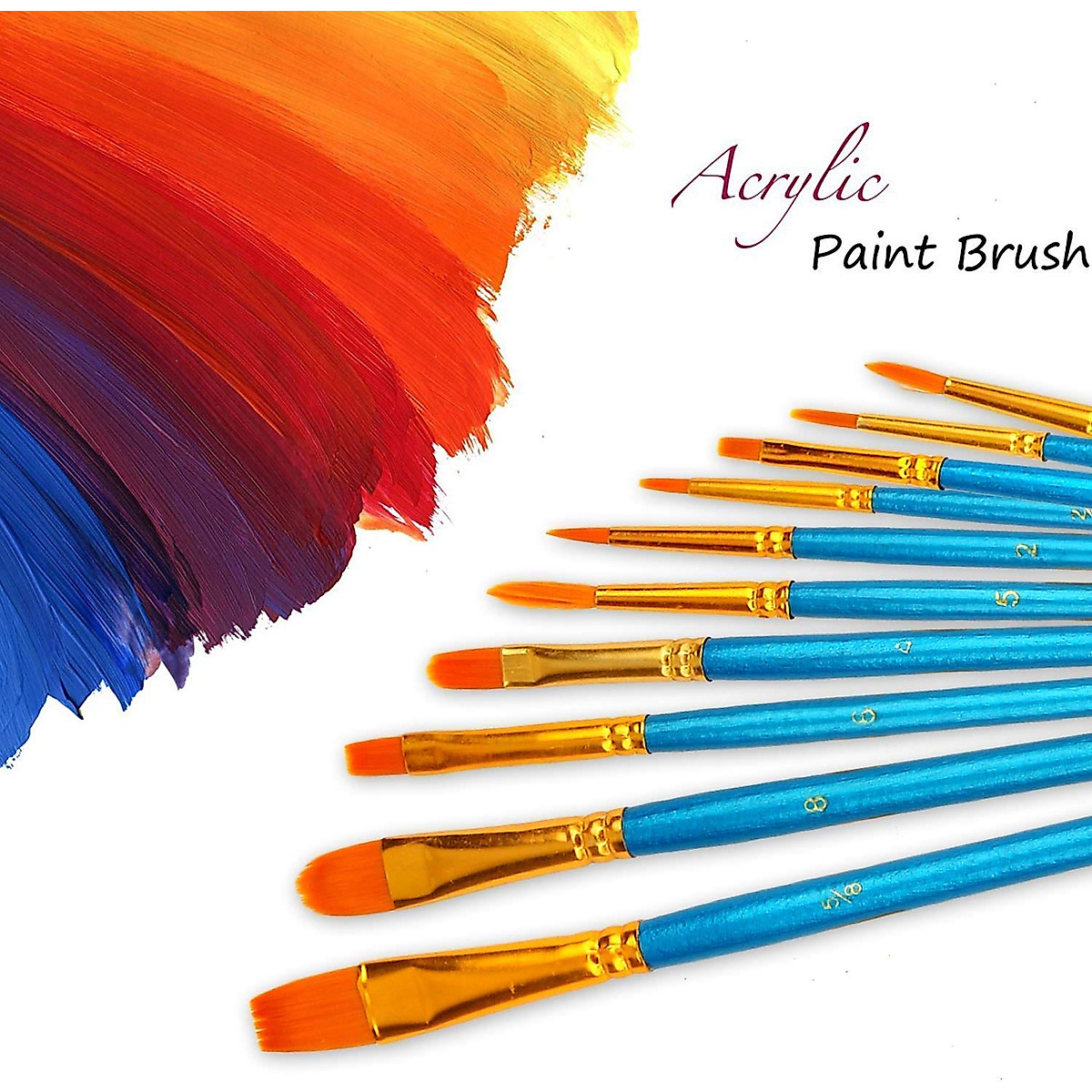 Soucolor Acrylic Paint Brushes Set, 20Pcs Round Pointed Tip Artist Paintbrushes for Acrylic Painting Oil Watercolor Canvas Boards Rock Body Face Nail Art, Halloween Pumpkin Ceramic Crafts Supplies