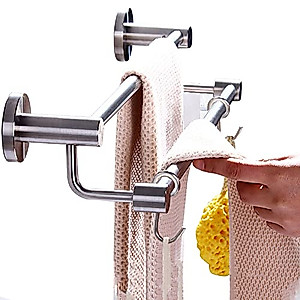 Bath Double Towel Rails Bathroom Towel Holder Bar Wall Mounted Stainless Steel Towel Rack Hanger with Hooks Dual Towel Rod Shelf in Kitchen (Size : 30cm)