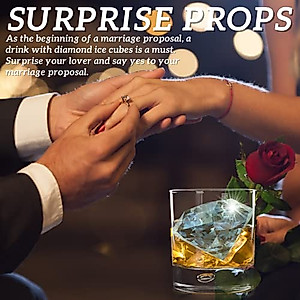 Crethinkaty Ice Cube Trays Diamond Ice Cube Molds with lid for freezer, 2IN ice Cubes for chilling Whisky Cocktails, Cocktails, Drinks Easy-Release Silicone Stackable Flexible Safe