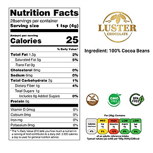 Luster Chocolate Roasted Cocoa Beans 100 g Chocolatey Flavor from Organic Cacao Beans - Non GMO & Gluten Free