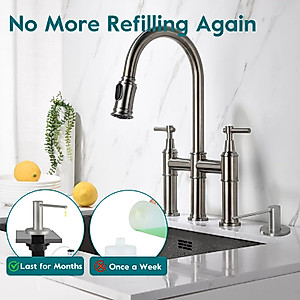 Gappo Upgraded Soap Dispenser for Kitchen Sink Brushed Nickel, Stainless Steel Countertop Pump, Built in Sink Soap Dispenser with 47" Extension Tube kit