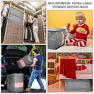 6 Pack 105 L Extra Large Clothes Storage Bags Foldable Blanket Storage Bag Organizer Container with Handle Zipper Clear Window Closet Moving Bag for Blanket Bedroom Comforter Pillow Bedding, Grey