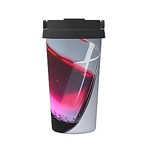 WANGXUEE Red Wine Bottle Glass Print 500ml Stainless Steel Travel Tumbler Double Wall Vacuum Insulated Coffee Mug