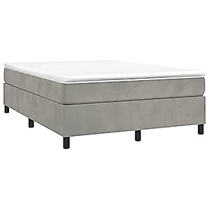 vidaXL Box Spring Bed with Mattress Home Bedroom Mattress Pad Double Bed Frame Base Foam Topper Furniture Light Gray 53.9"x74.8" Full Velvet