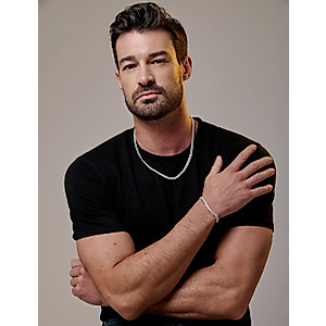 Waitsoul Silver Bracelet for Men 5mm Diamond-Cut Cuban Link Curb Chain Bracelet for Women 7 Inch