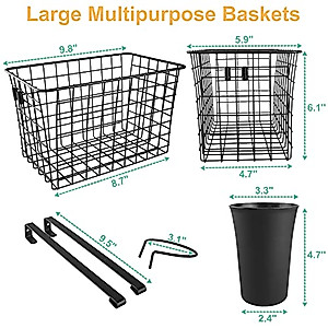 Diversified Hanging Metal Basket 2 PACK, Over Cabinet Door Organizer, Adjustable Height, with Hair Blow Dryer Hook & Cups Holder, Bathroom Kitchen Vanity Closet Office Garage Storage Organization