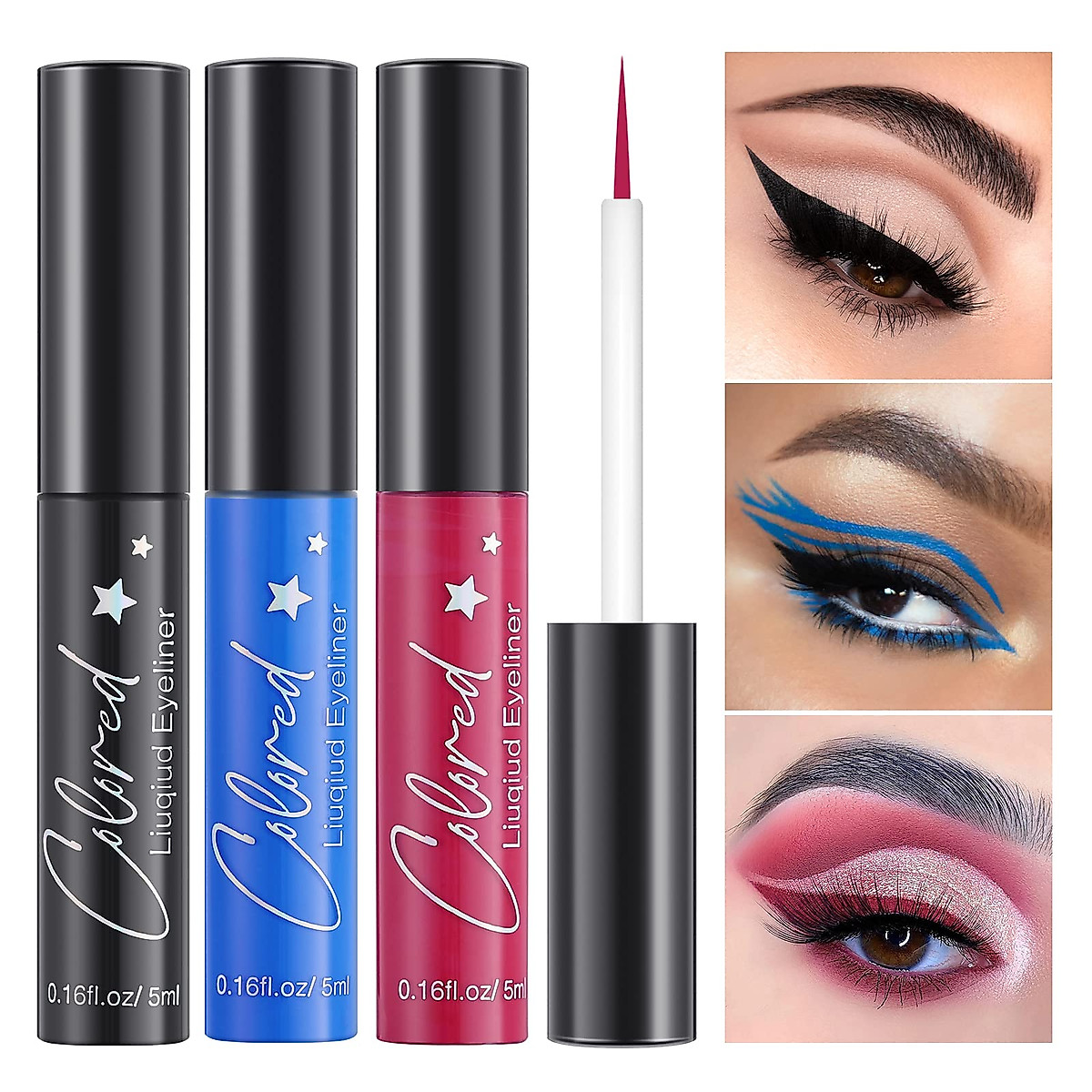 BestLand 10 Colors Liquid Matte Eyeliner White Black Blue Brown Colored Liner Waterproof Bright Colorful Rainbow Eyeliner Pencil Quick Dry Eyes Makeup Kit (Matte Eyeliner)