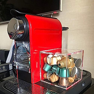 IHAYNER Coffee Pod Holder for Nespresso Capsules Vertuoline Tea Bag Organizer Clear Acrylic Dispenser