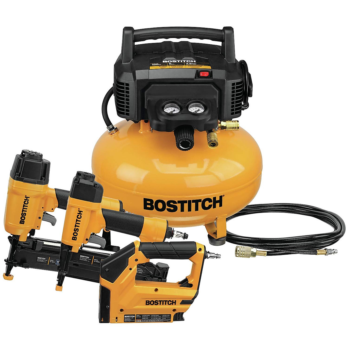 BOSTITCH Air Compressor Combo Kit, 3-Tool (BTFP3KIT) & 18 Gauge Brad Nails, 1-Inch, 1000 per Box (BT1309B-1M)