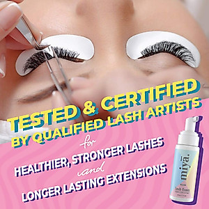 Eyelash Extension Cleanser + Rose Gold Mascara Wand & Brush | Eyelid Cleanser | Lash Bath | Paraben & Sulfate Free Makeup Remover Lash Cleanser for Extensions | Salon & Home | Miya Lash Shampoo 50ml