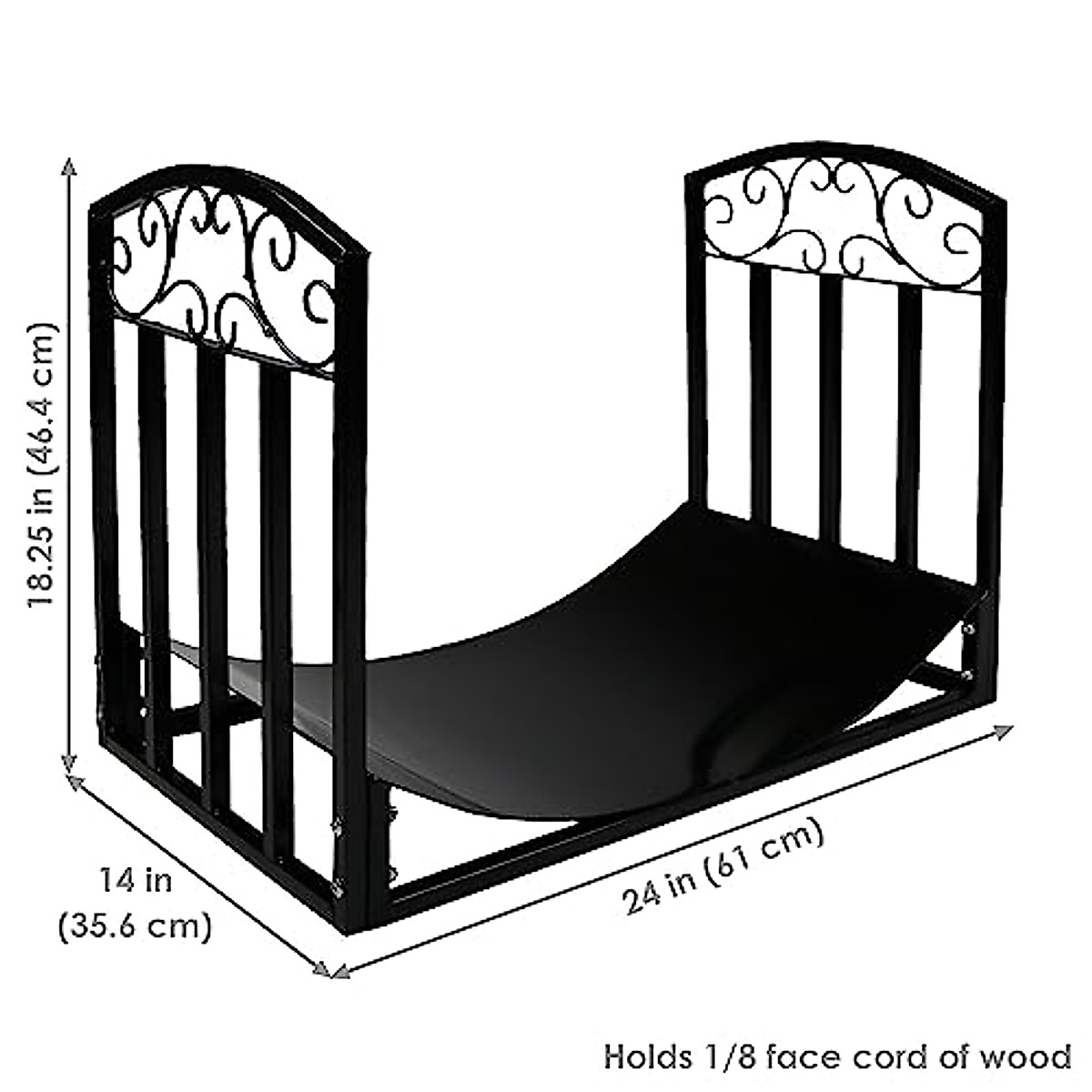 Sunnydaze 2-Foot Firewood Log Rack - Indoor/Outdoor Black Powder-Coated Steel Decorative Fireplace Wood Storage Holder