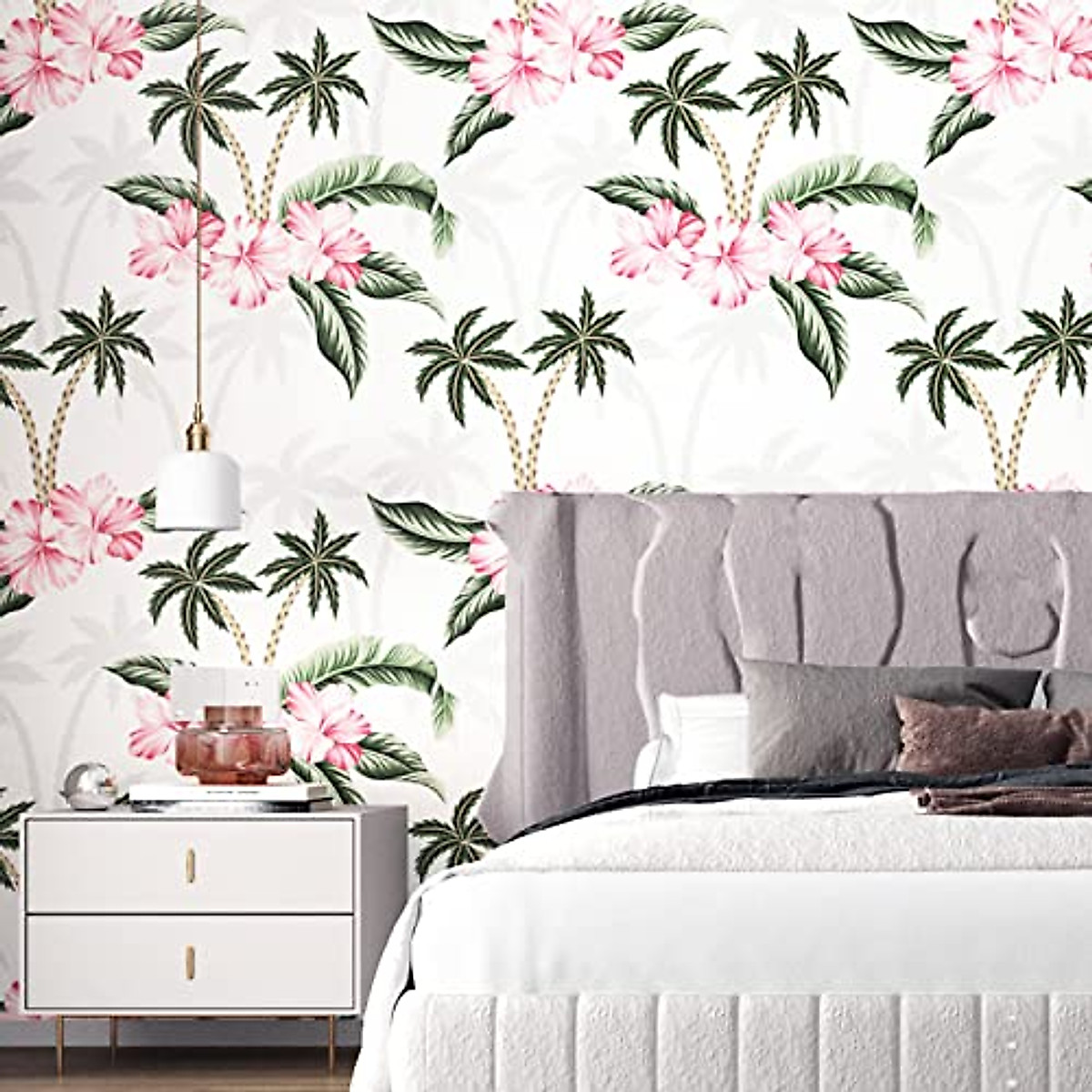 WESTICK Floral Peel and Stick Wallpaper for Bathroom Waterproof Botanical Wallpaper Stick and Peel Boho Floral Contact Paper for Cabinets Bedroom Walls Drawers Countertops Nursery Room 17.75 x 118 in